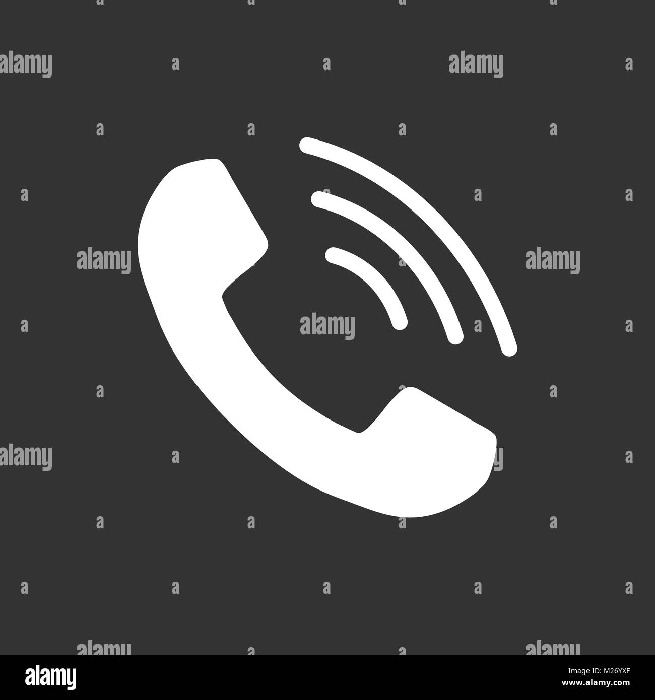 Phone icon vector, contact, support service sign isolated on black ...
