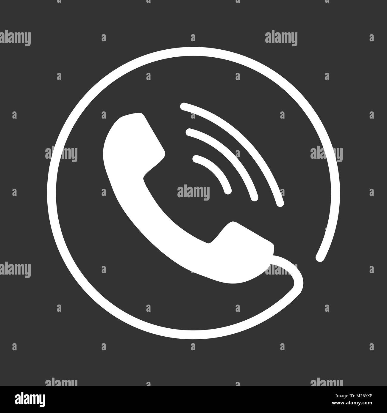 Phone icon vector, contact, support service sign isolated on black ...