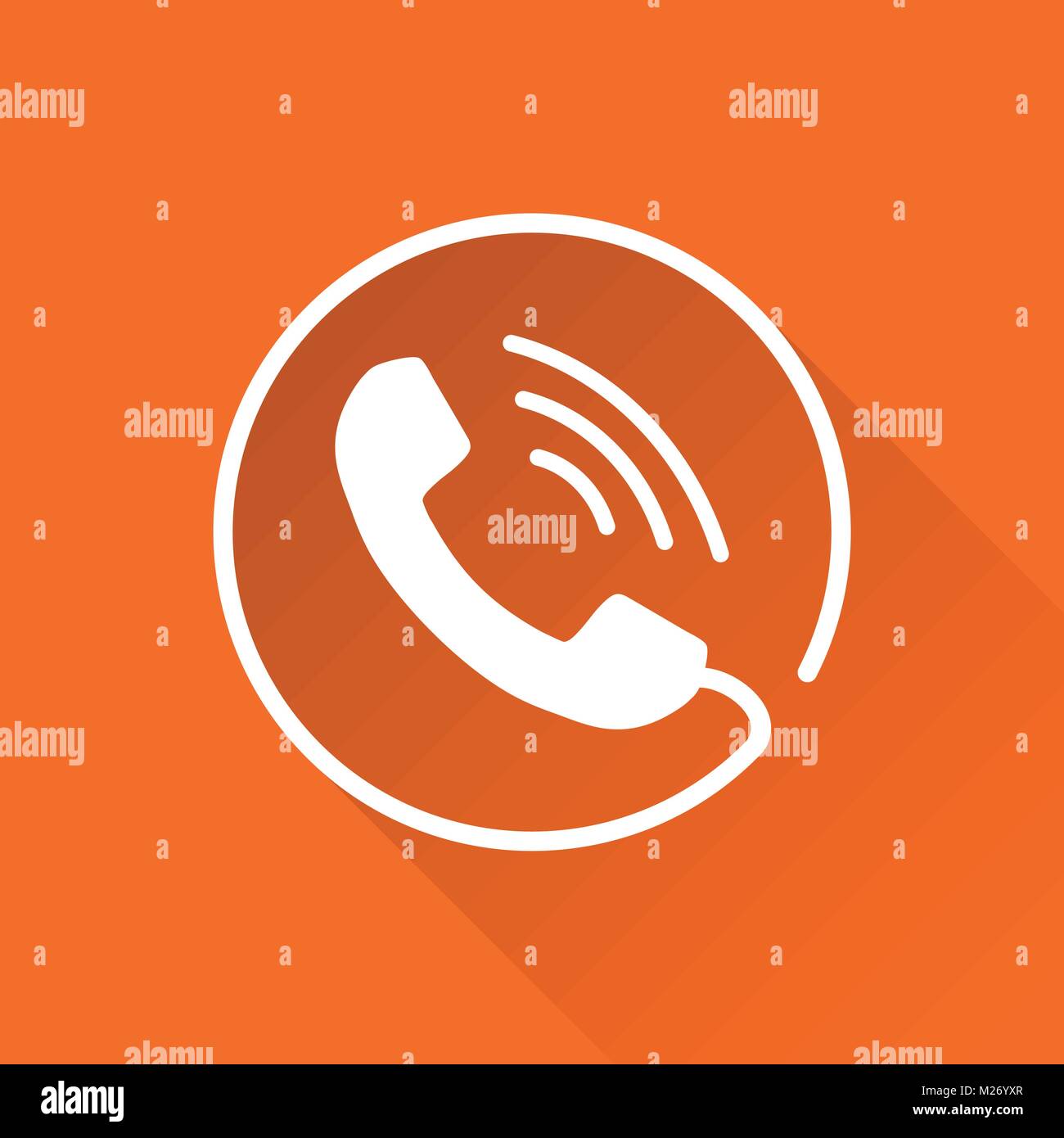 Phone icon vector, contact, support service sign isolated on round ...