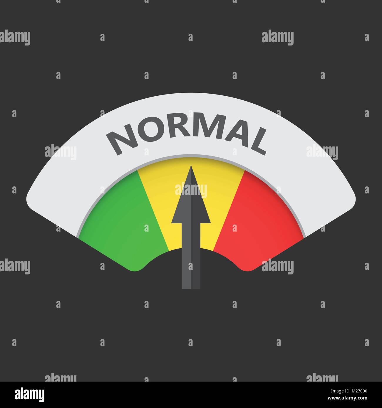 Normal level risk gauge vector icon. Normal fuel illustration on black ...