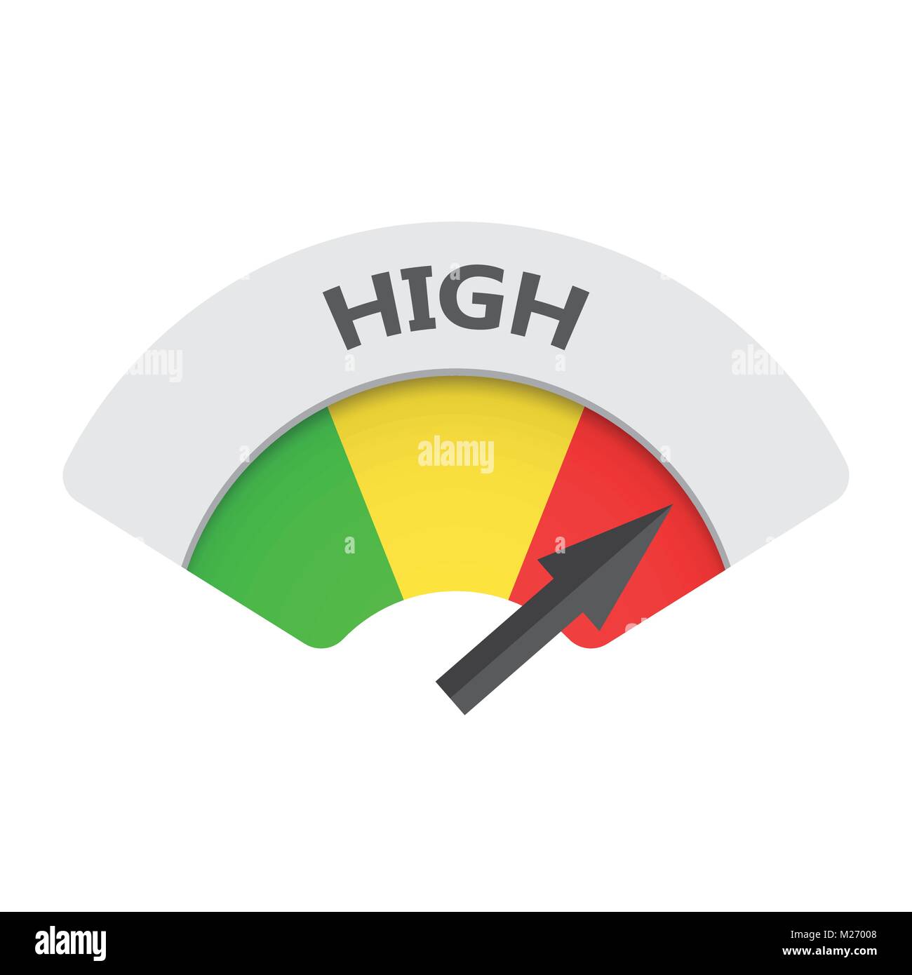 High level risk gauge vector icon. High fuel illustration on white ...