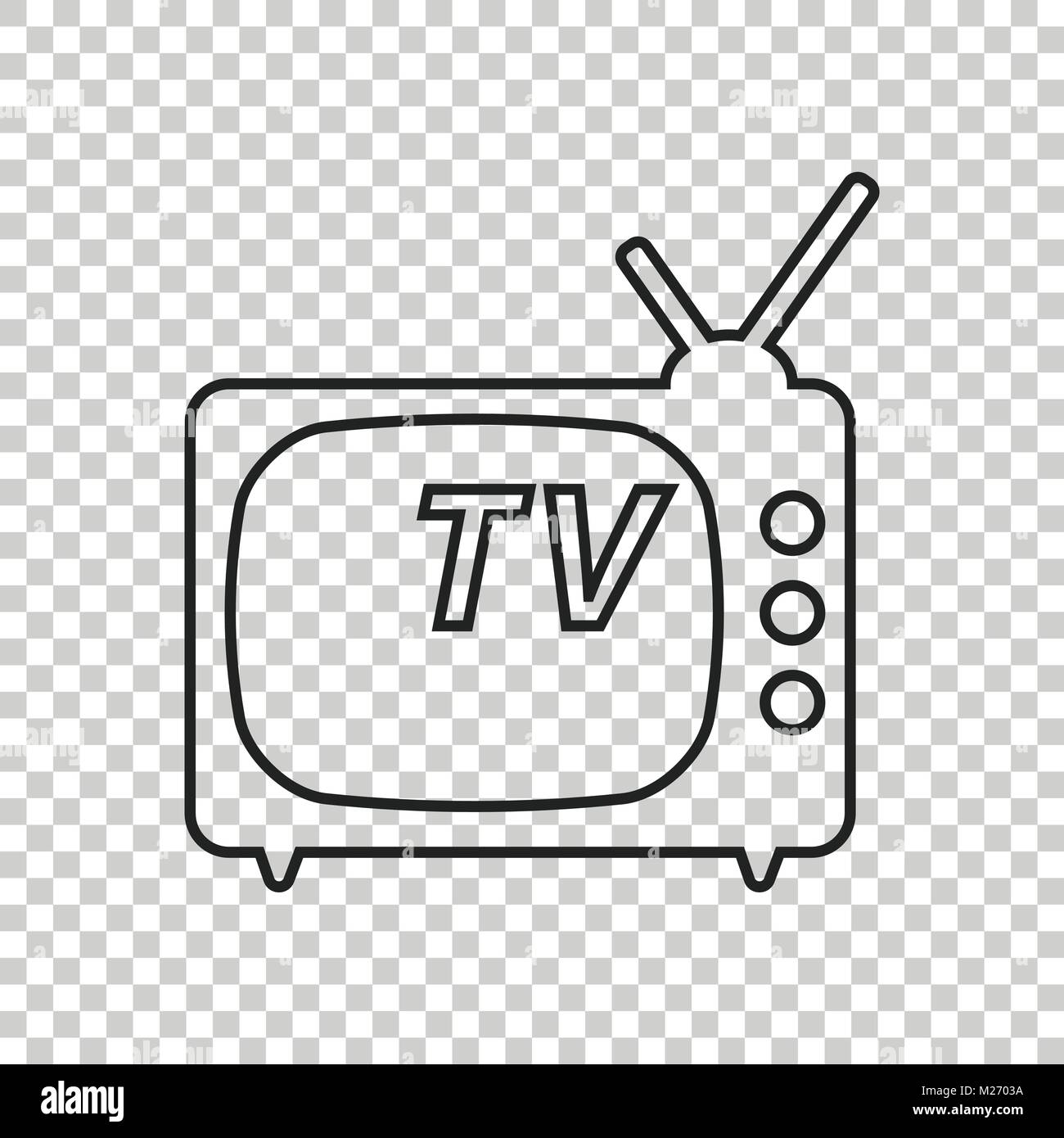 Tv Icon vector illustration in line style isolated on isolated background. Television symbol for ...