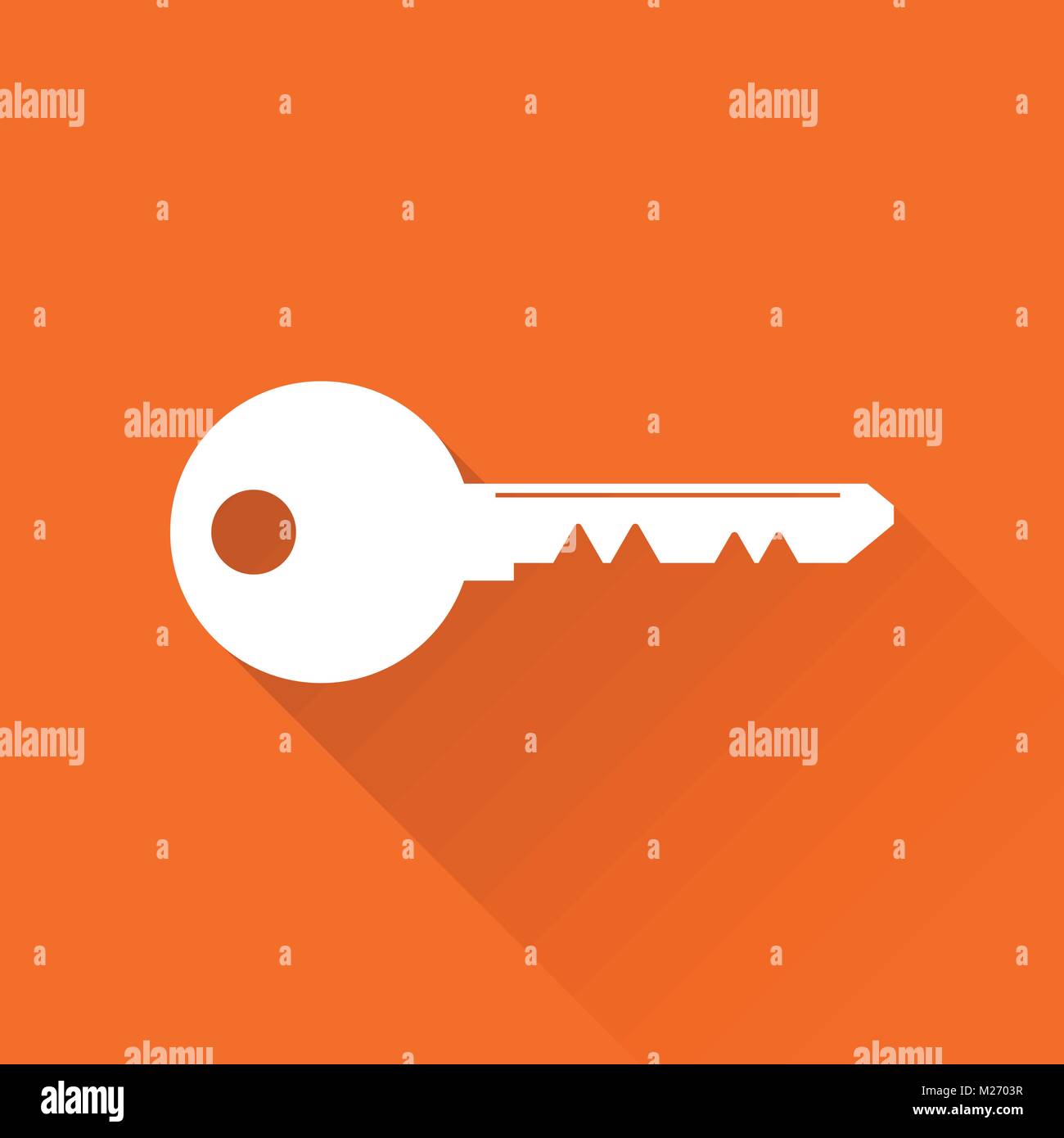 Key Icon vector illustration in flat style isolated on orange ...