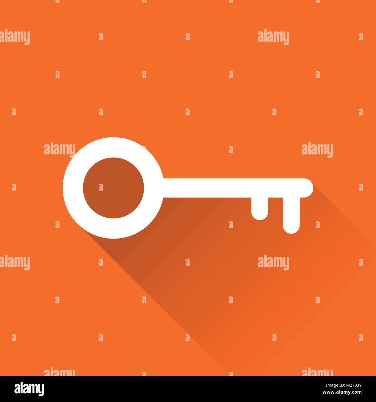 Key Icon vector illustration in flat style isolated on orange ...