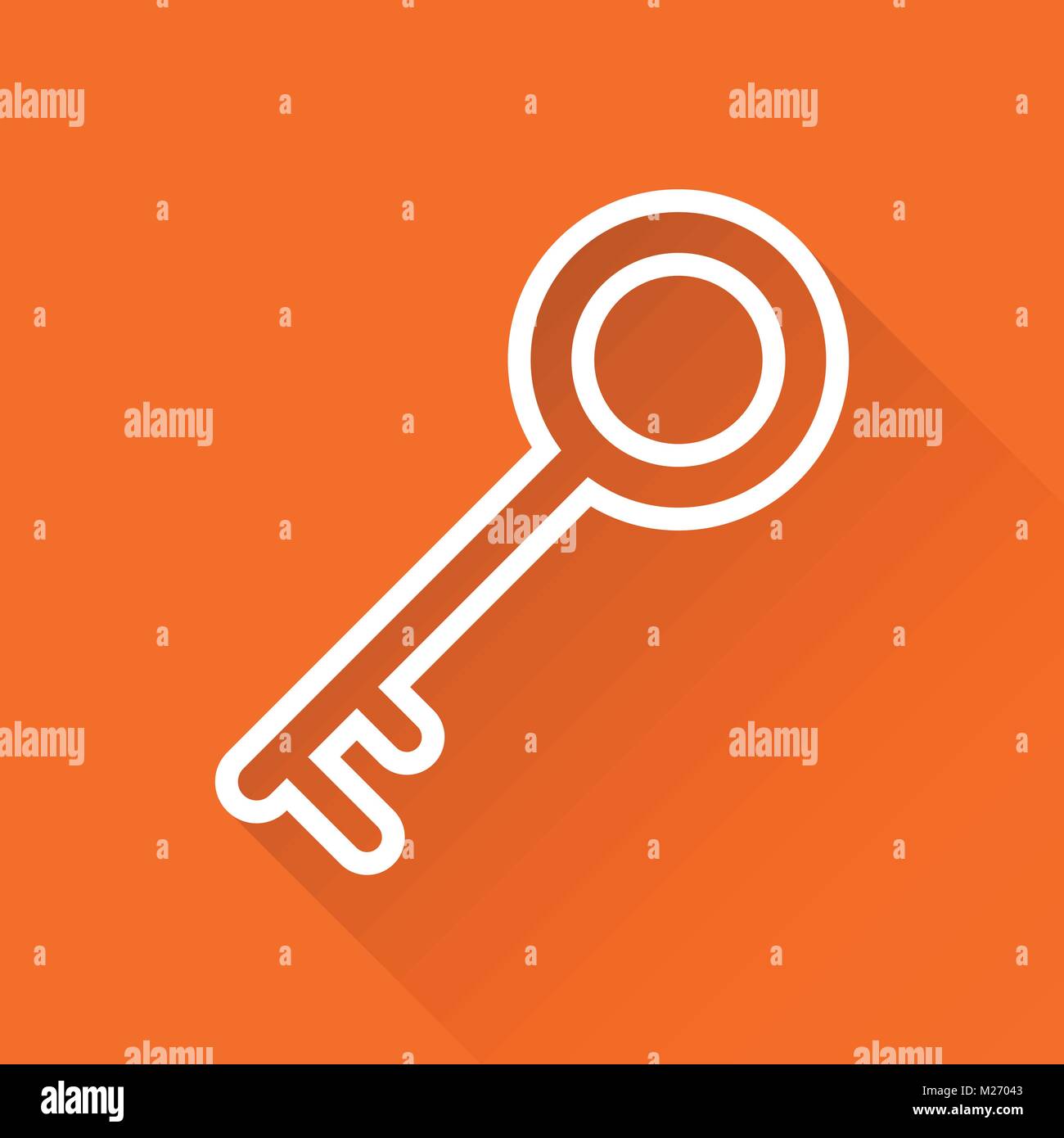 Key Icon vector illustration in flat style isolated on orange ...