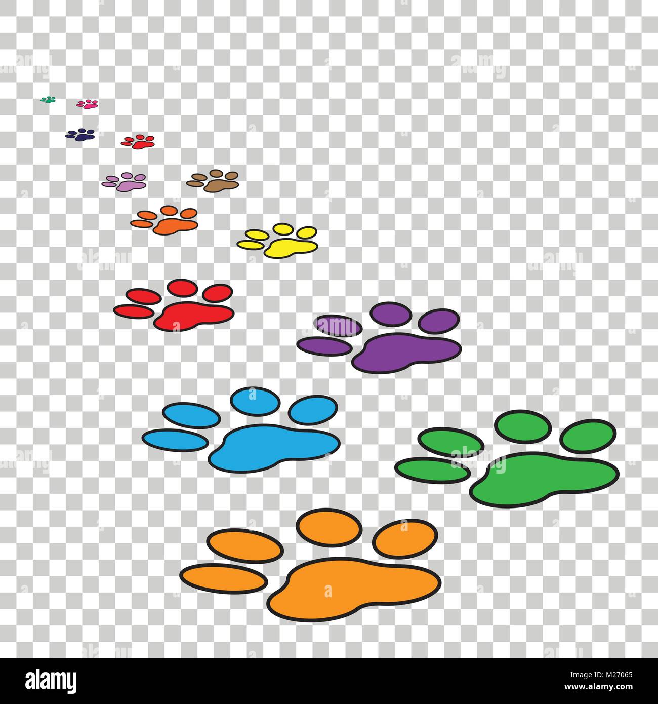 Colorful paw print icon vector illustration on isolated background. Dog ...
