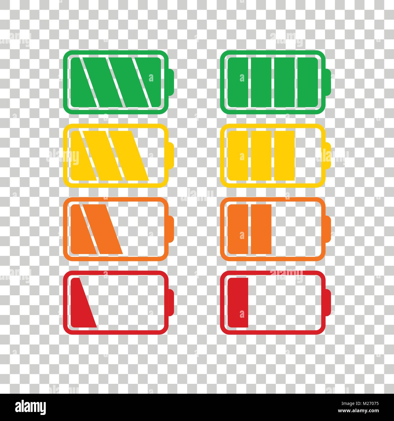 Battery icon vector set on isolated background. Symbols of battery ...