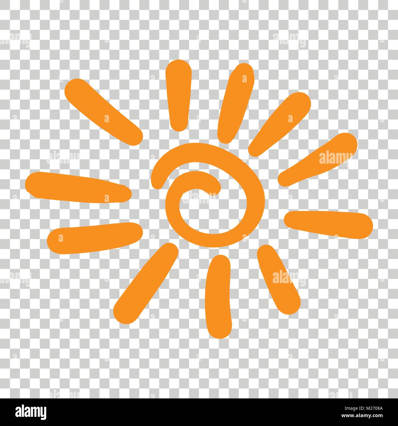 Hand drawn sun icon. Vector illustration on isolated background Stock ...