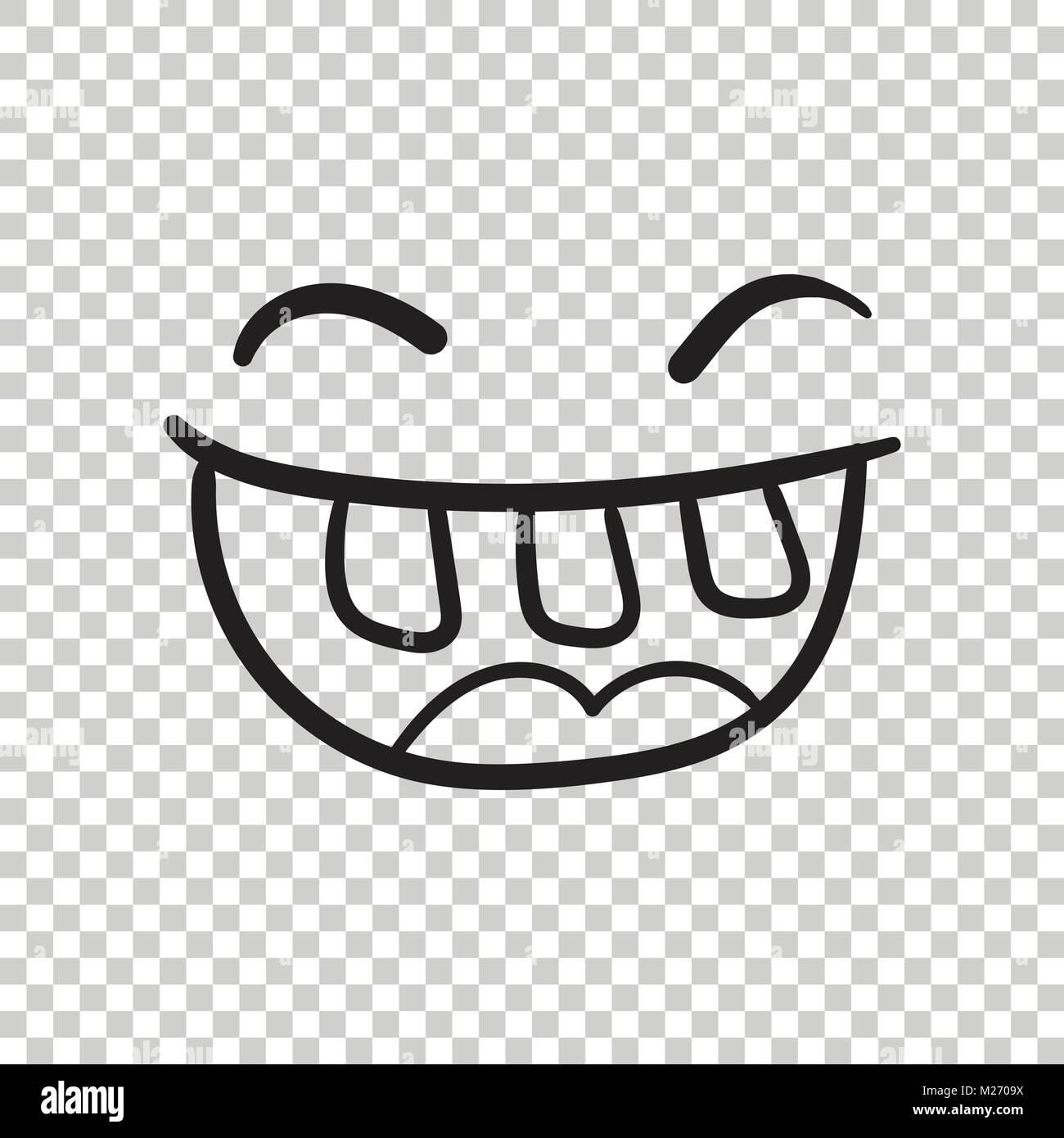 Simple smile with tongue vector icon. Hand drawn face doodle ...