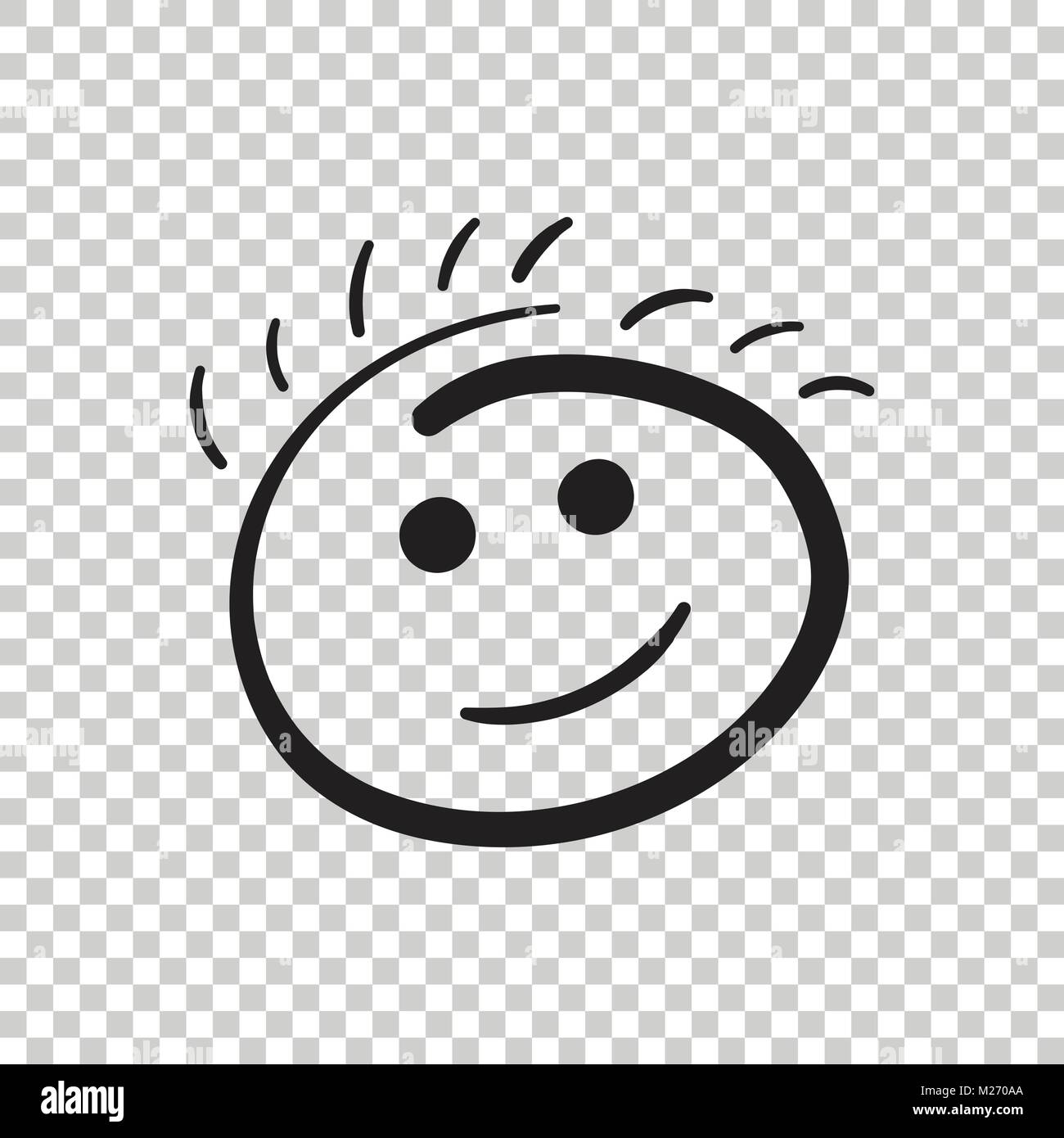 Simple smile vector icon. Hand drawn face doodle illustration on ...