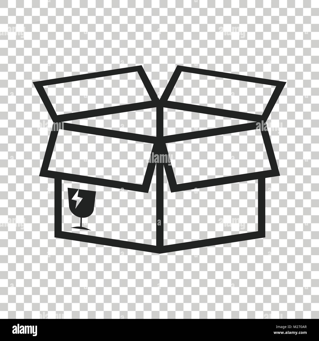 Open box icon. Shipping pack flat vector illustration on isolated ...