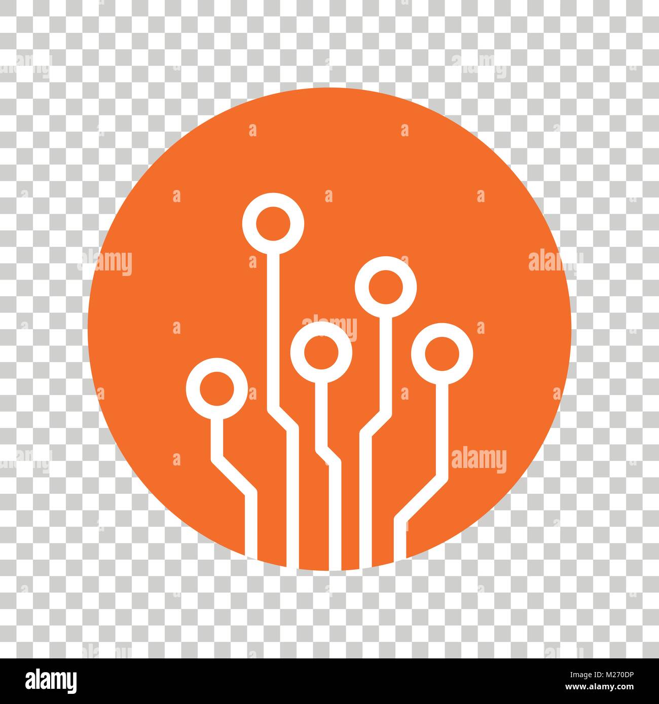Circuit board icon. Technology scheme symbol flat vector illustration on orange background Stock ...