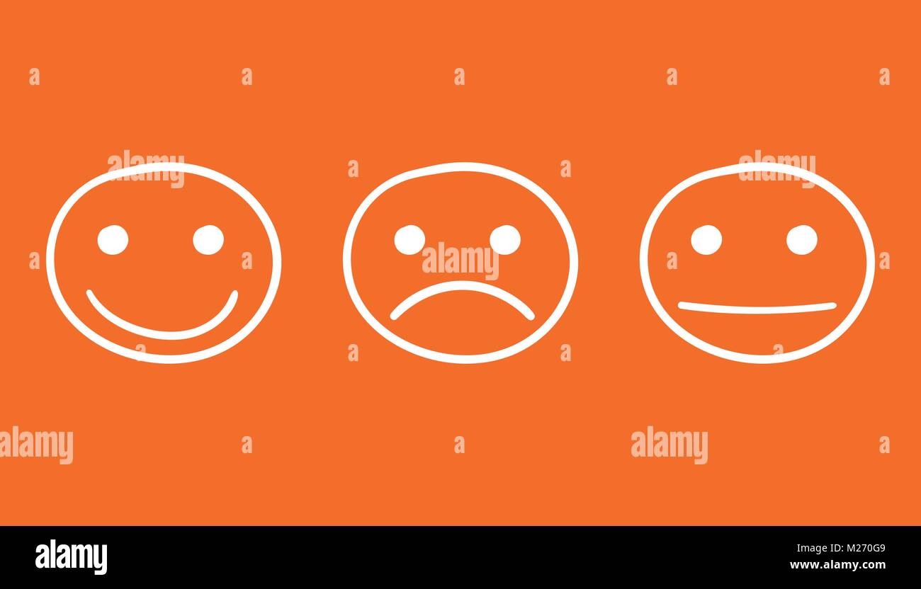 Hand drawn smiley icon. Emotion face vector illustration in flat style ...