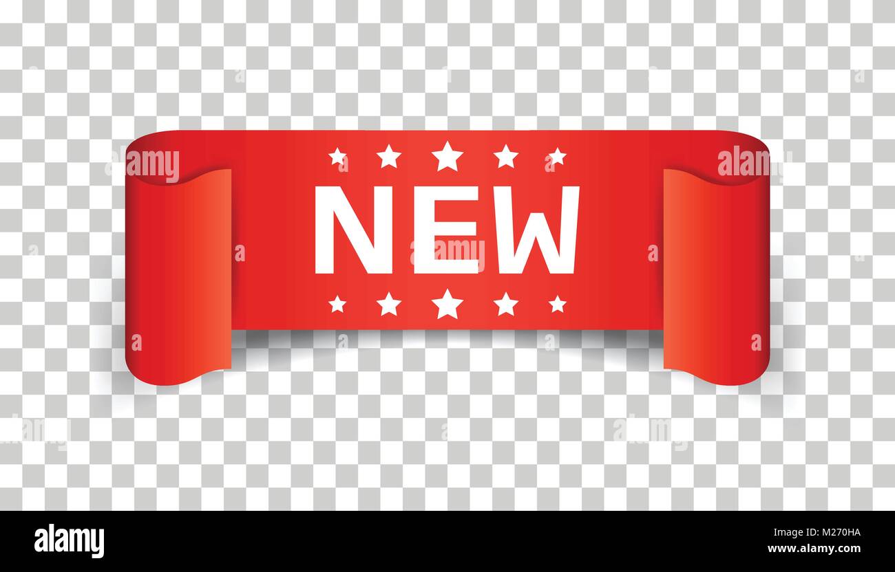New ribbon vector icon. Discount, new arrival sticker label on isolated ...