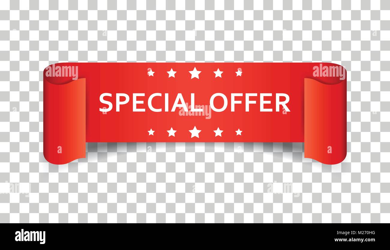 Special offer ribbon vector icon. Discount, sale sticker label on ...