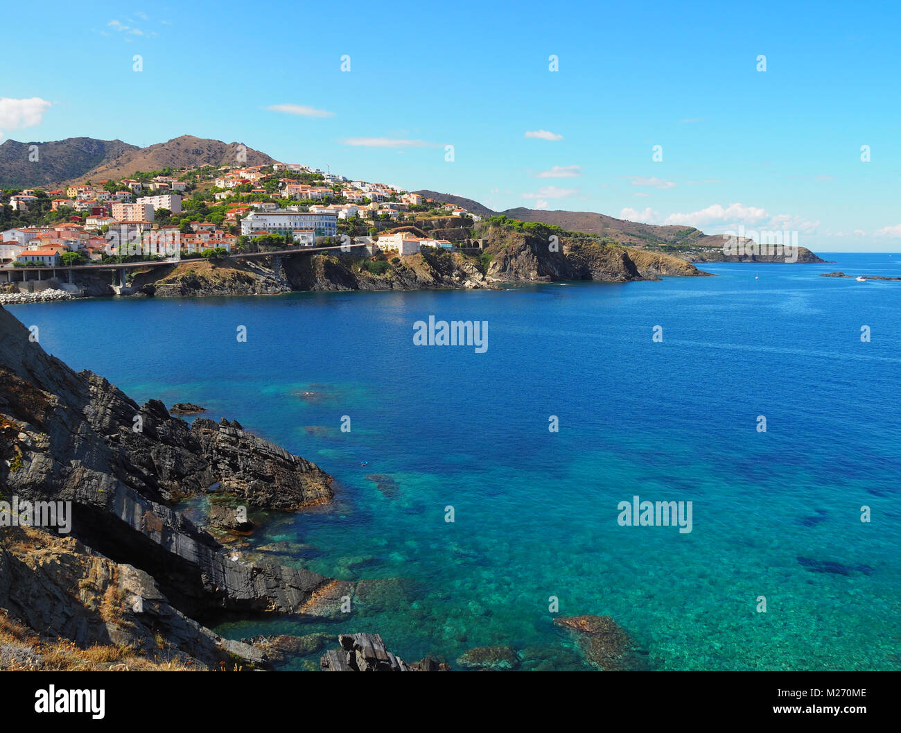 Landscape of the city and the coast in Cerbere, France Stock Photo - Alamy