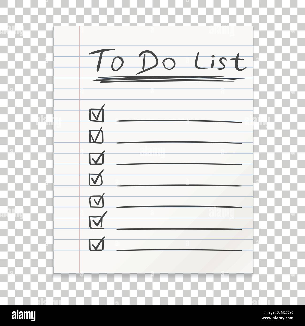 Realistic line paper note. To do list icon with hand drawn text. School ...