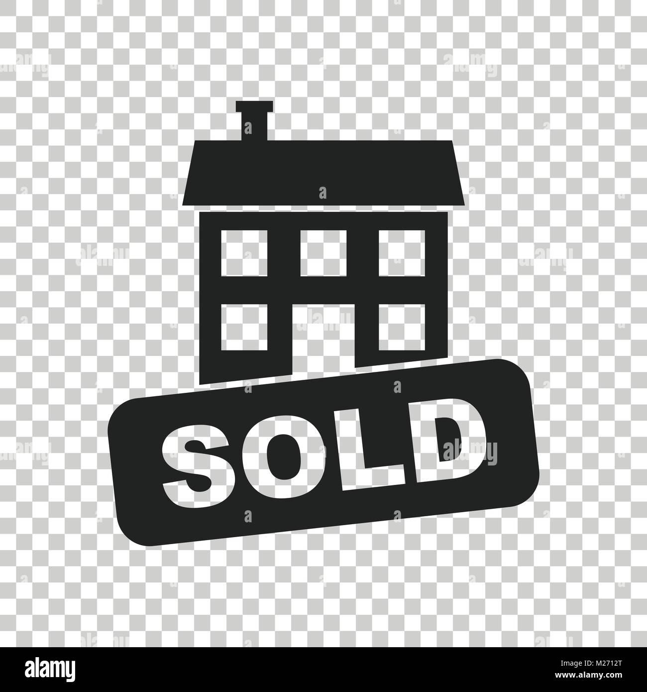 Sold house icon. Vector illustration in flat style on isolated ...