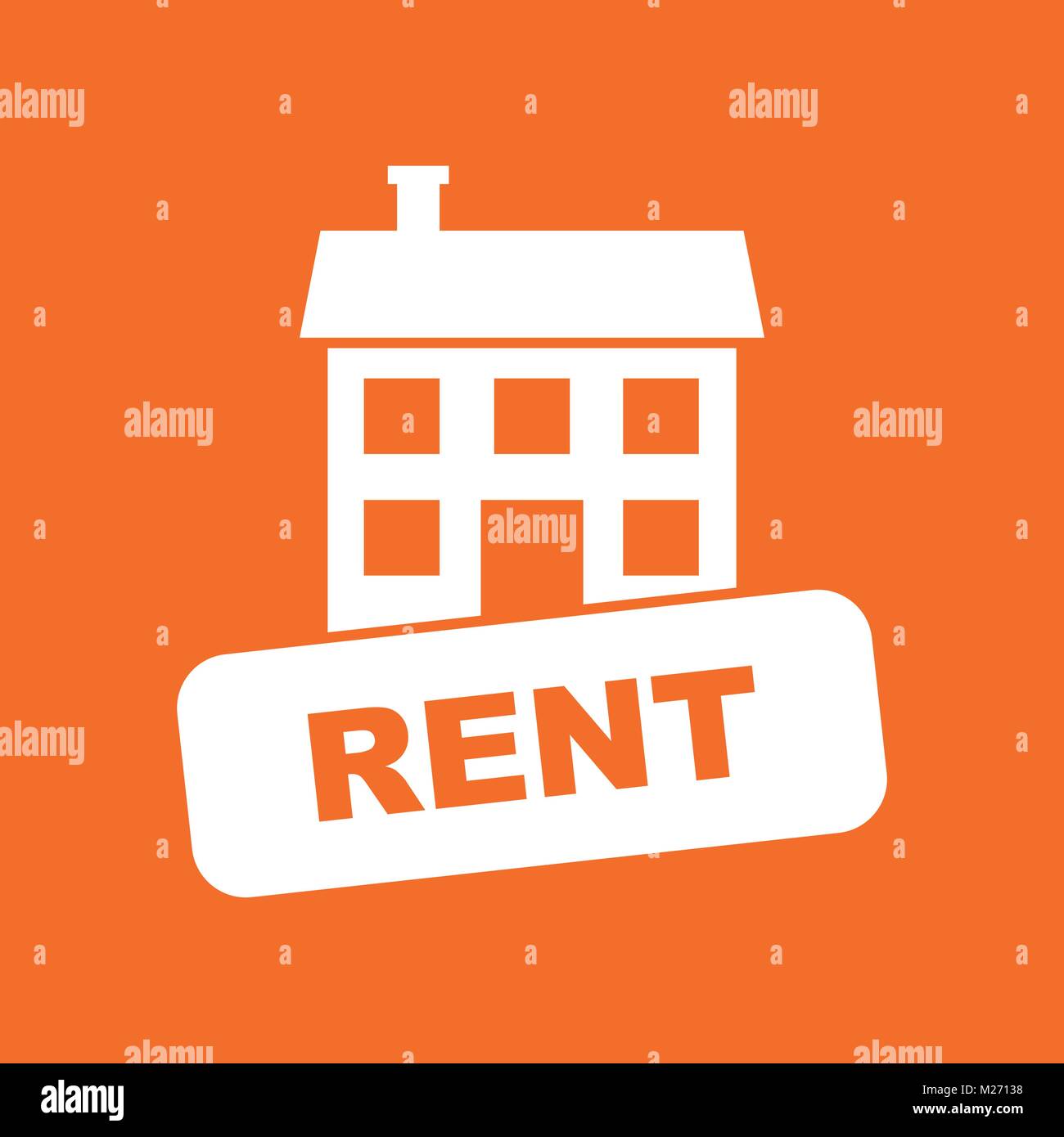House for rent. Vector illustration in flat style on orange background ...