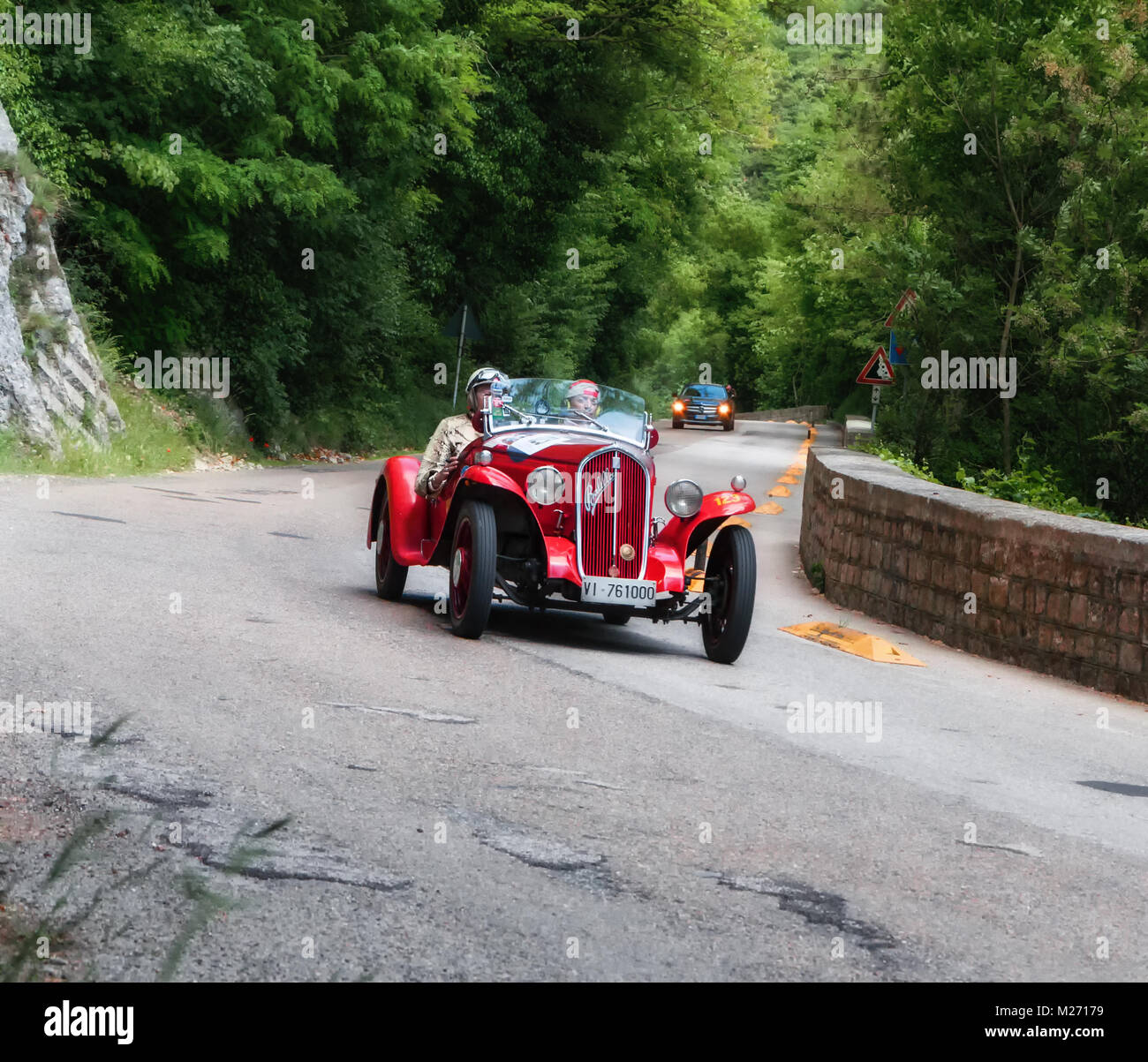 GOLA DEL FURLO, ITALY - FIAT BALILLA SPAIDER on an old racing car in ...