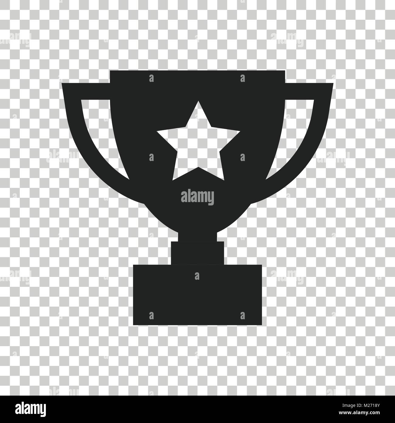 Trophy cup flat vector icon. Simple winner symbol. Black illustration ...