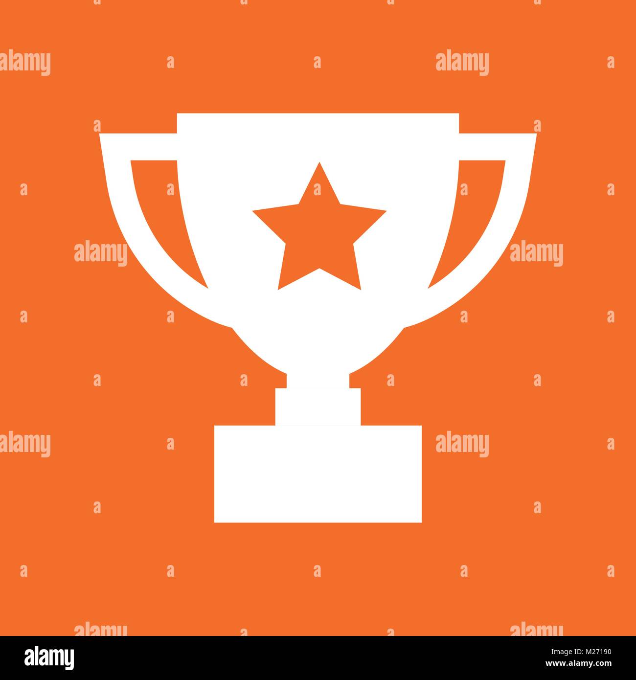 Trophy cup flat vector icon. Simple winner symbol. White illustration ...