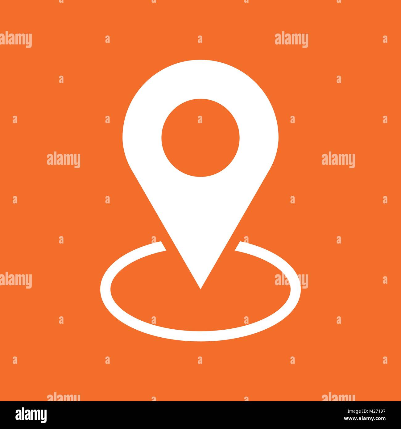 Pin icon vector. Location sign in flat style isolated on orange ...