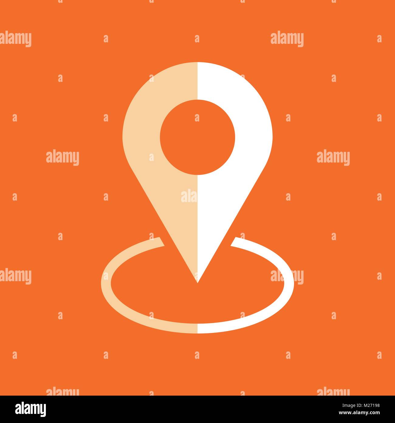 Pin icon vector. Location sign in flat style isolated on orange ...