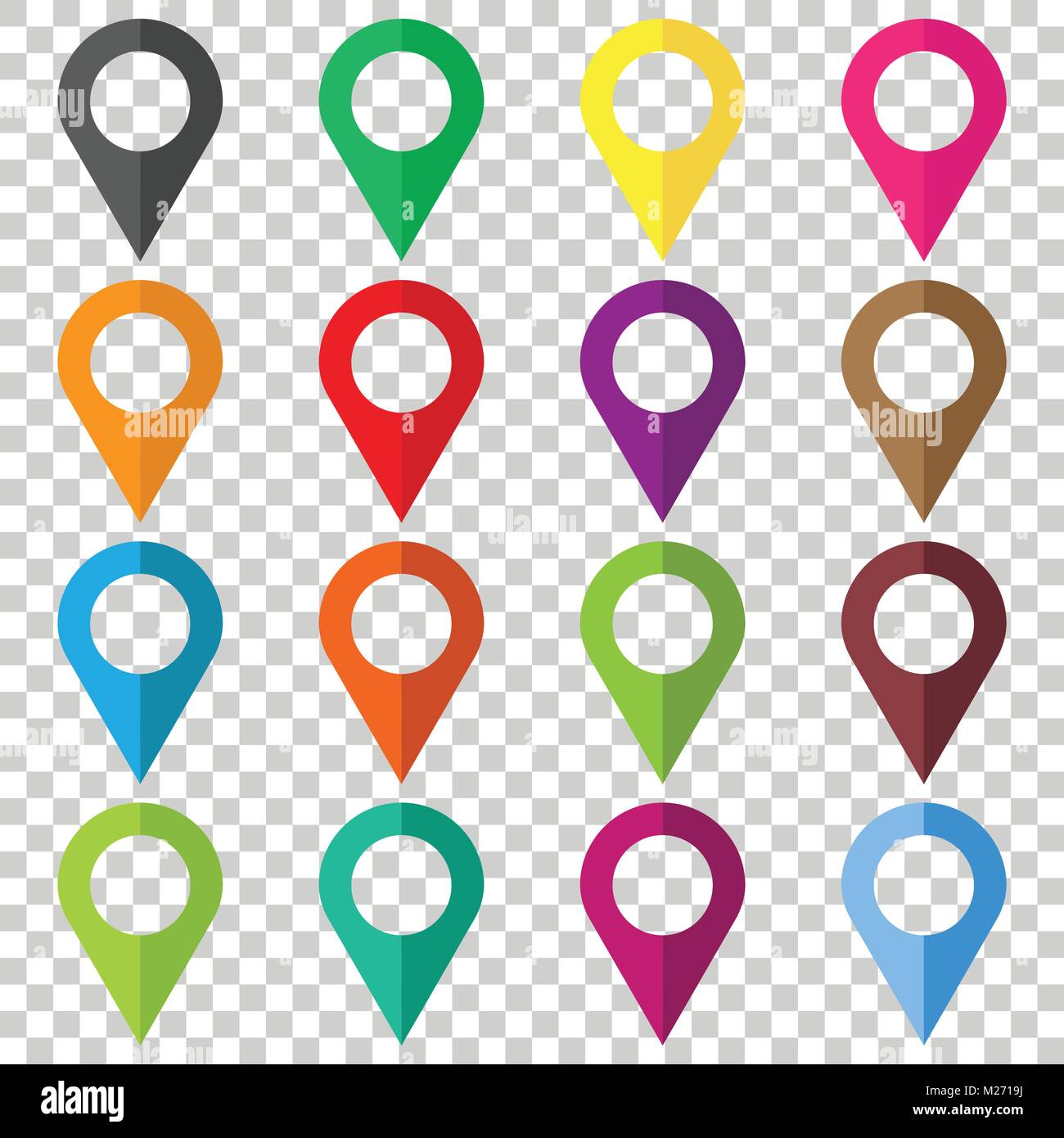Set vector pin icons. Location sign in flat style isolated on isolated ...