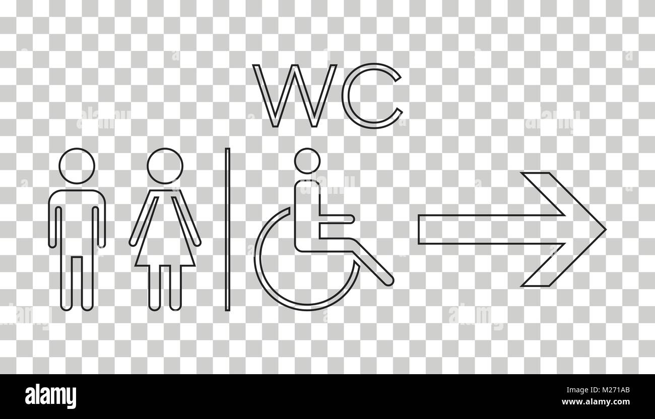 WC, toilet line vector icon . Men and women sign for restroom on ...
