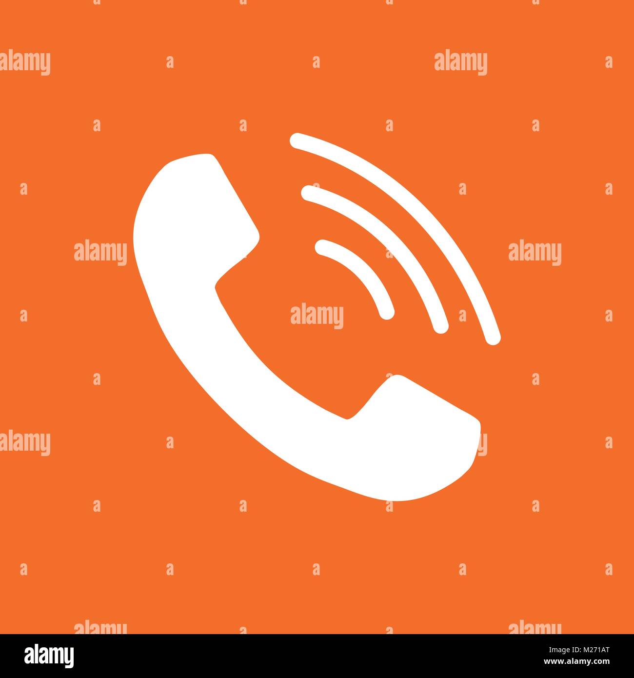 Phone icon vector, contact, support service sign on orange background ...