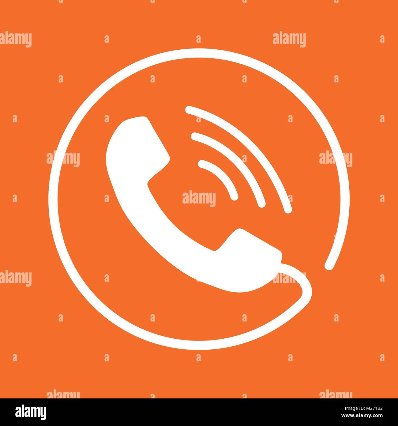 Phone icon vector, contact, support service sign on orange background ...