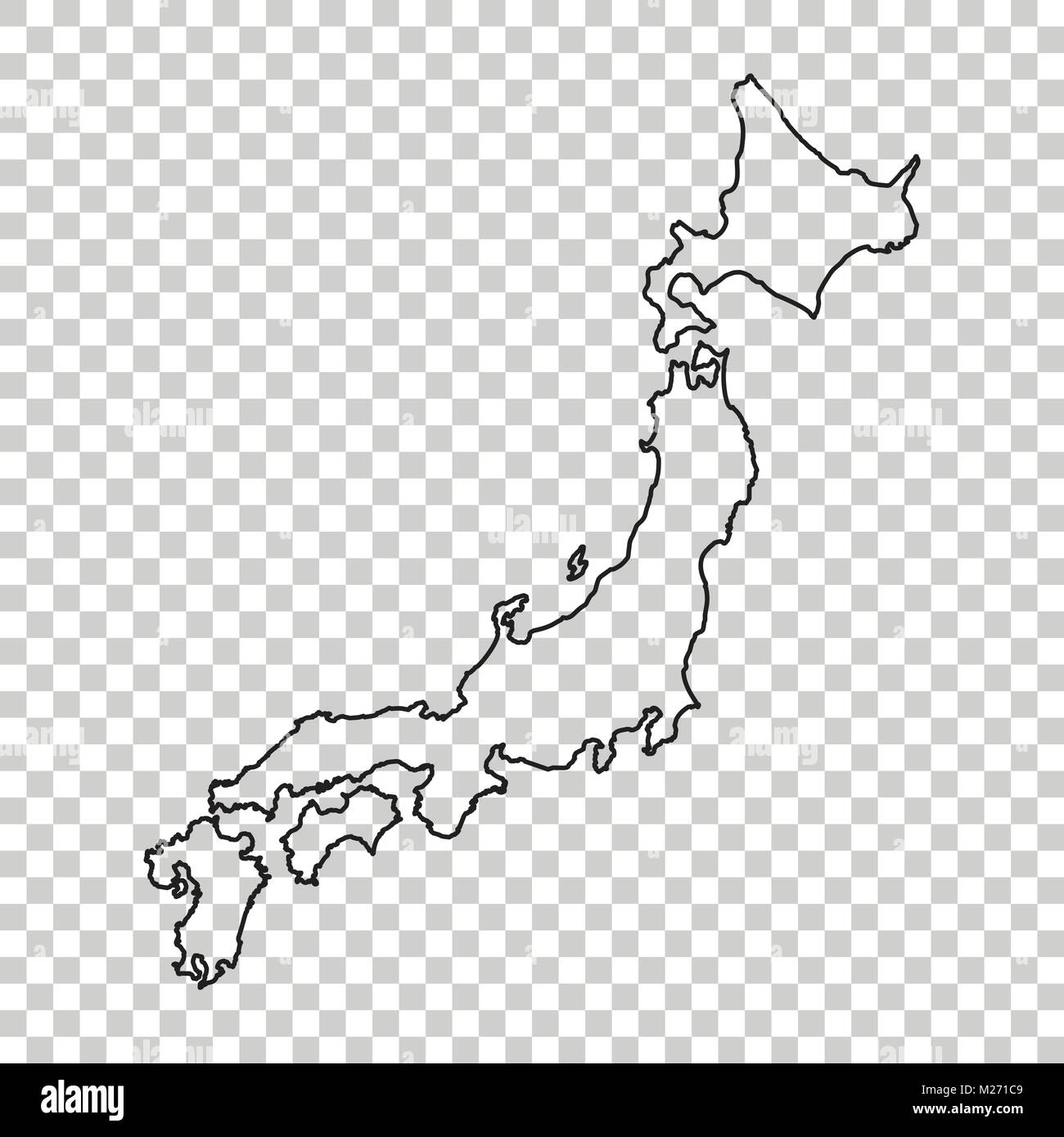Japan Map in line style on isolated background. Vector illustration ...