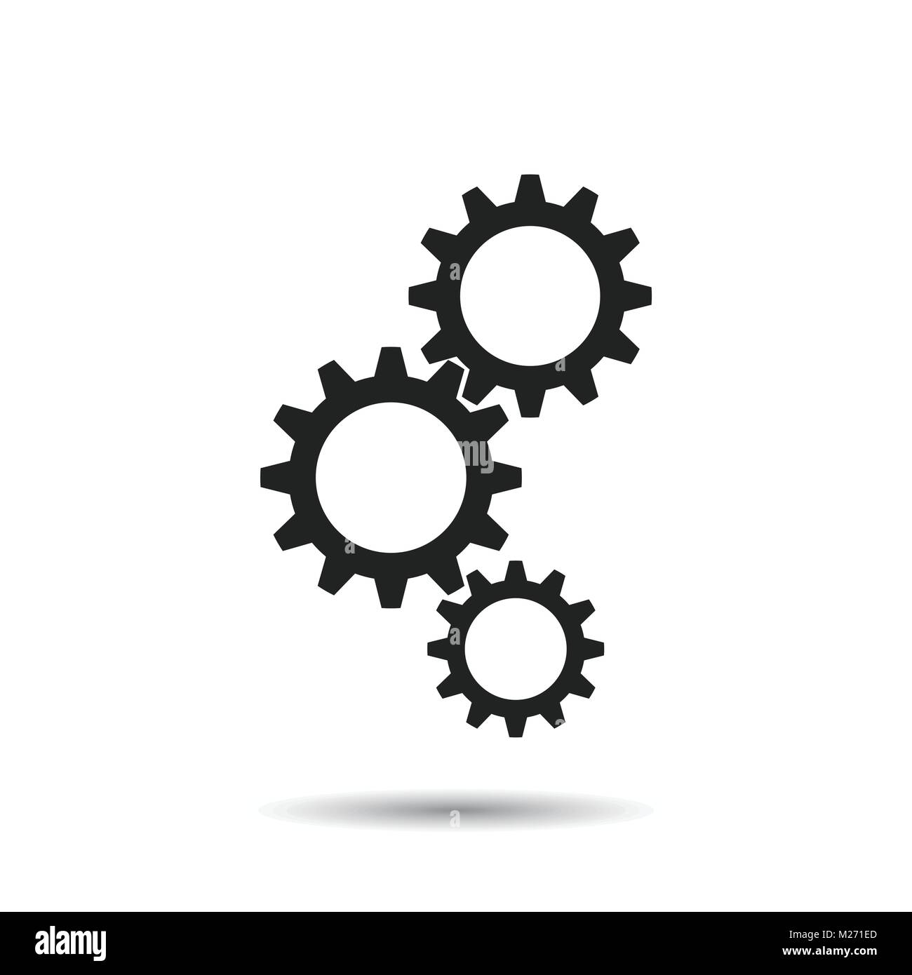 Gear icon. Flat vector illustration. Business sign symbol with shadow on white background Stock ...