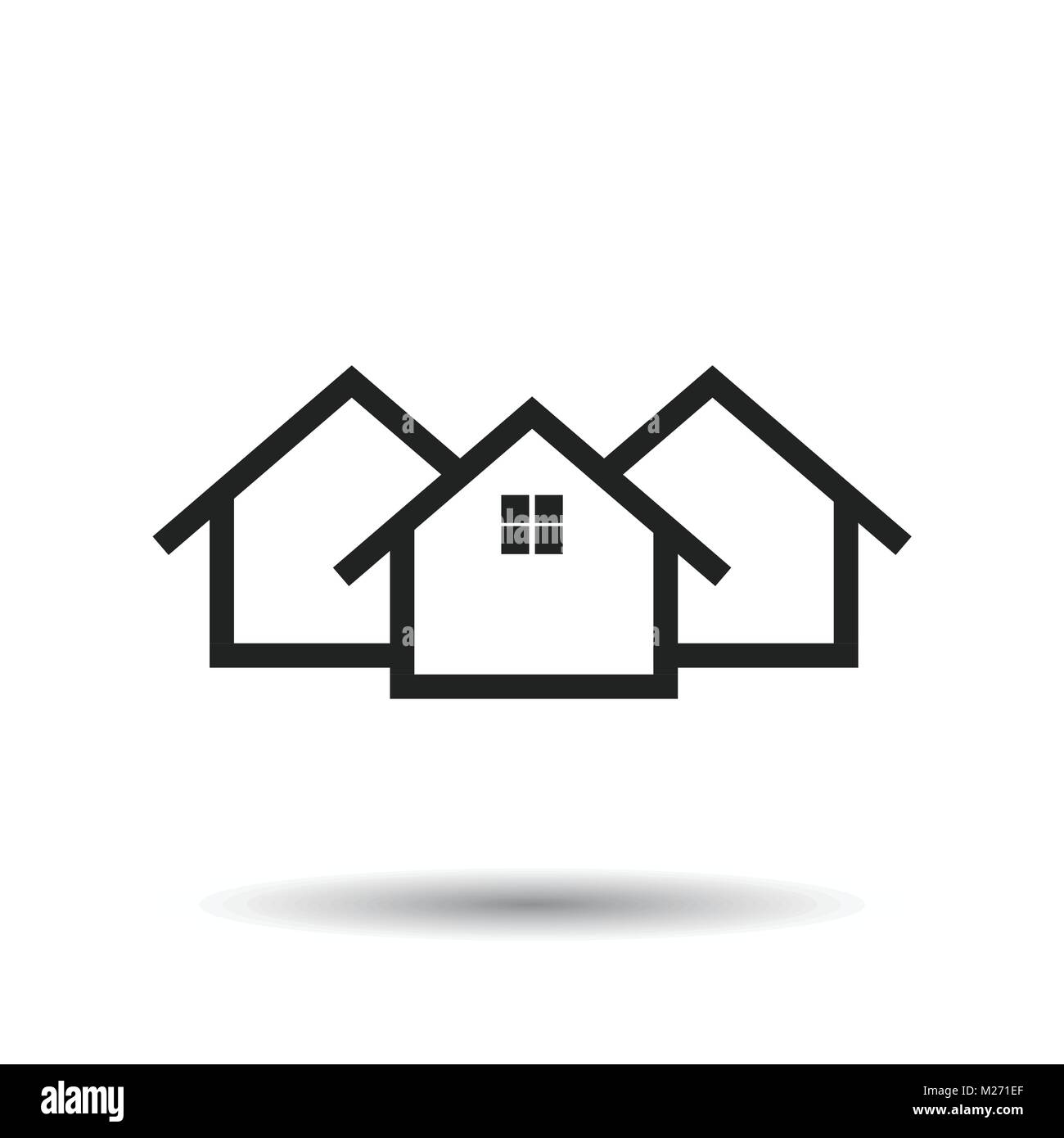 House icon. Flat vector illustration. Home sign symbol with shadow on ...