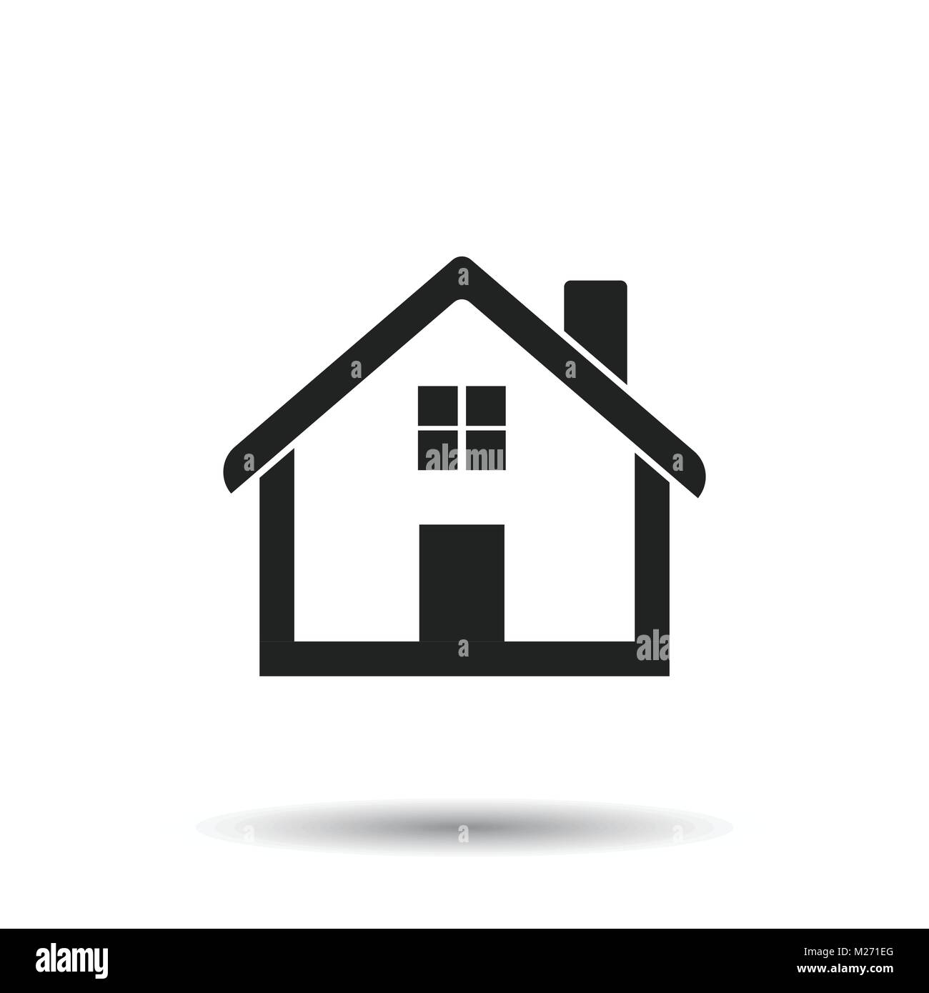House icon. Flat vector illustration. Home sign symbol with shadow on ...