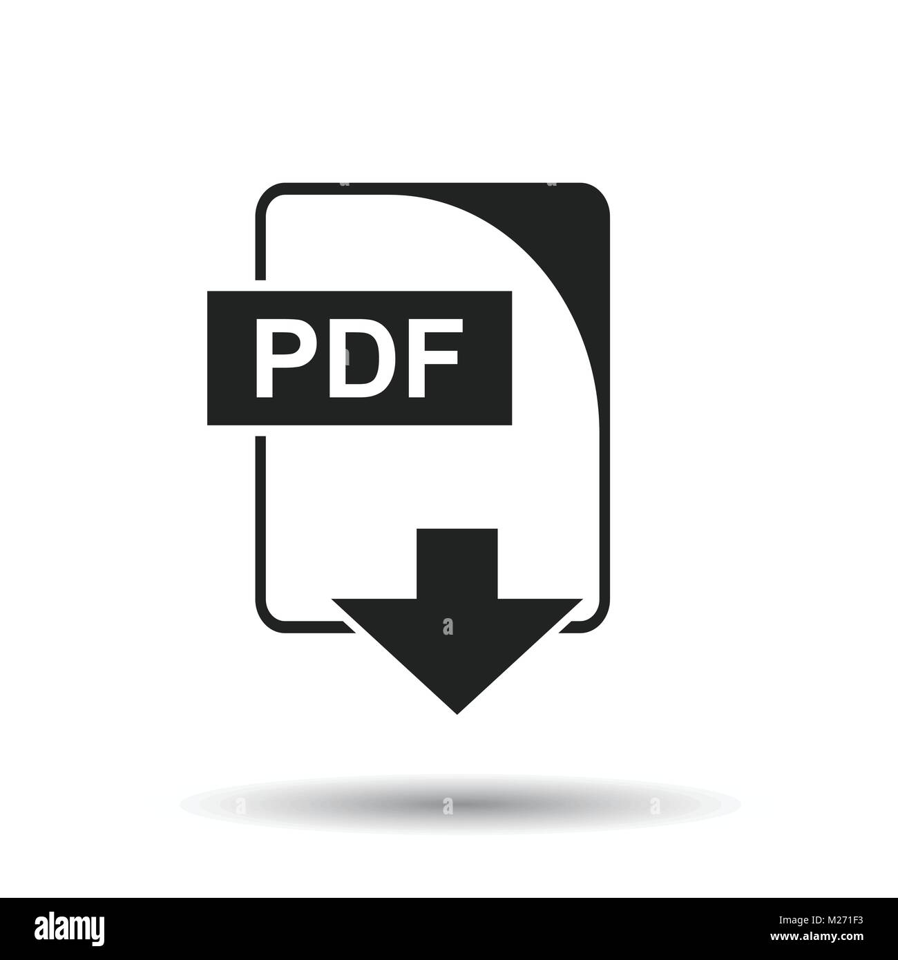 PDF icon. Flat vector illustration. PDF download sign symbol with ...