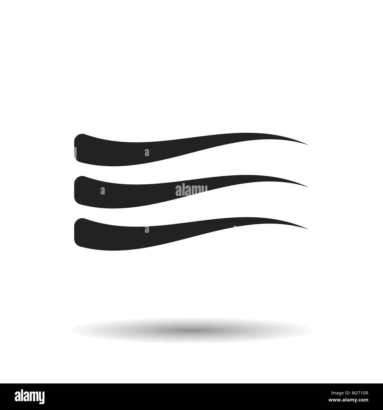 Wave icon. Flat vector illustration. Wave sign symbol with shadow on ...