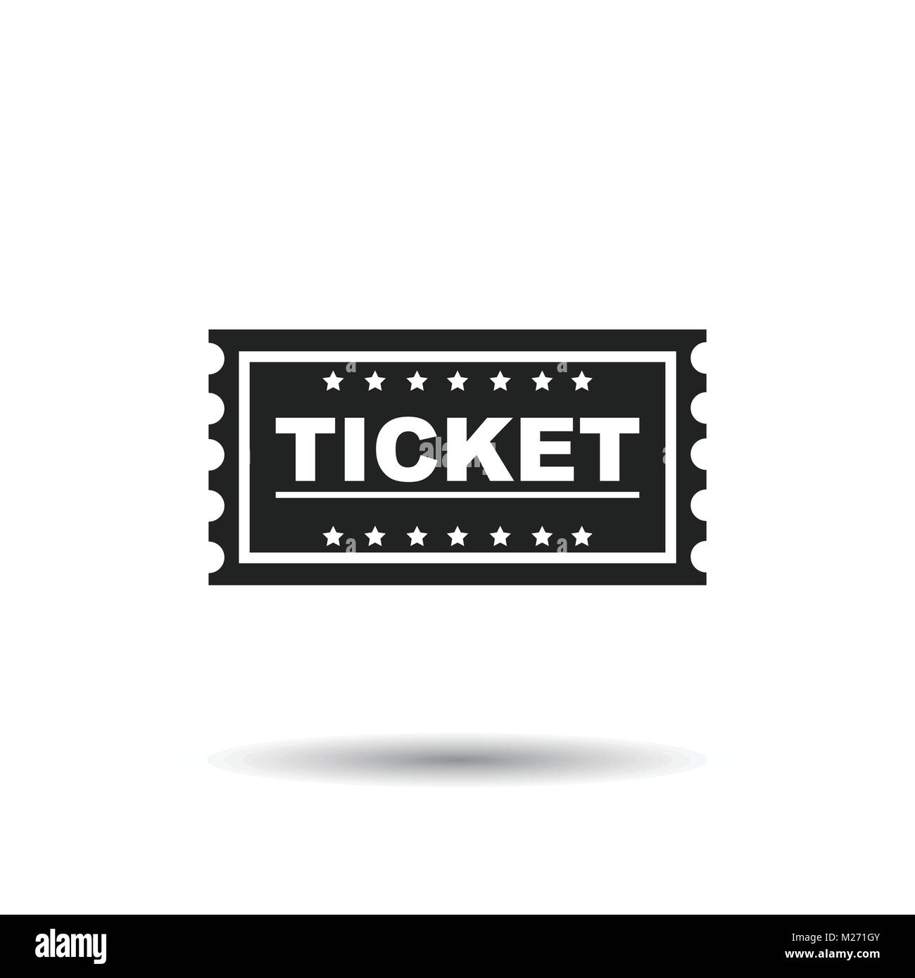 Ticket icon. Flat vector illustration. Ticket sign symbol with shadow ...