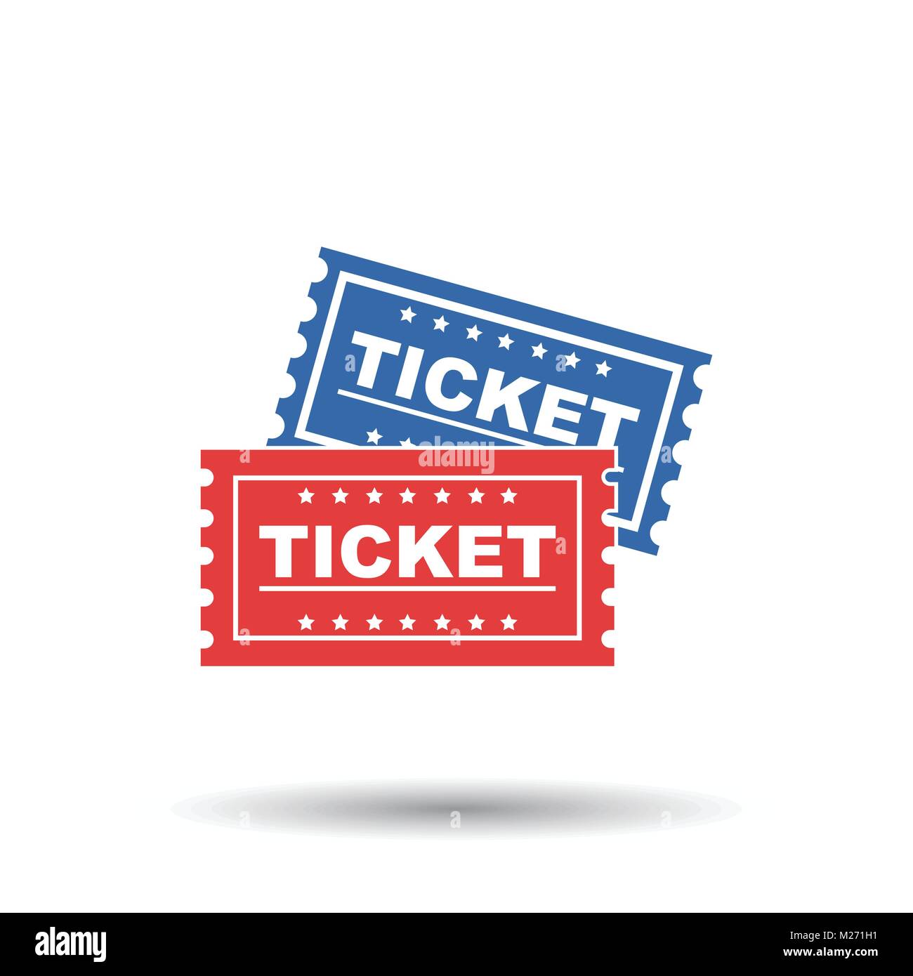 Ticket icon. Flat vector illustration. Ticket sign symbol with shadow ...
