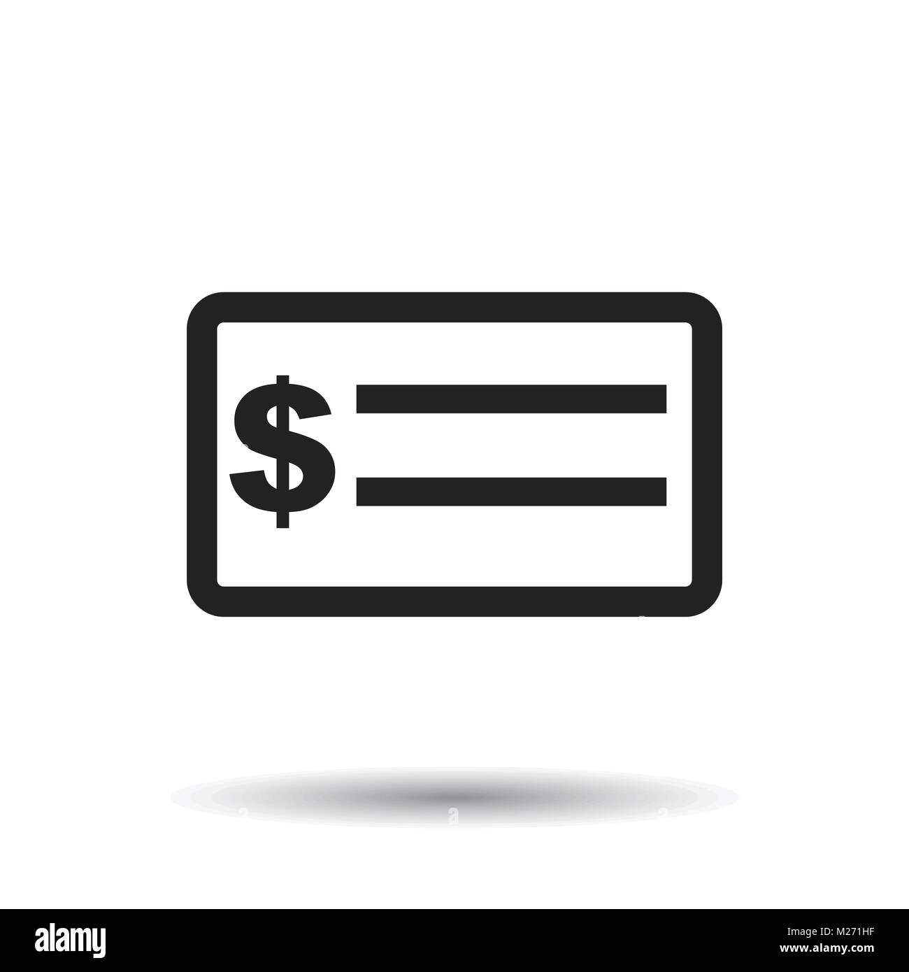 Check icon. Flat vector illustration. Check sign symbol with shadow on ...