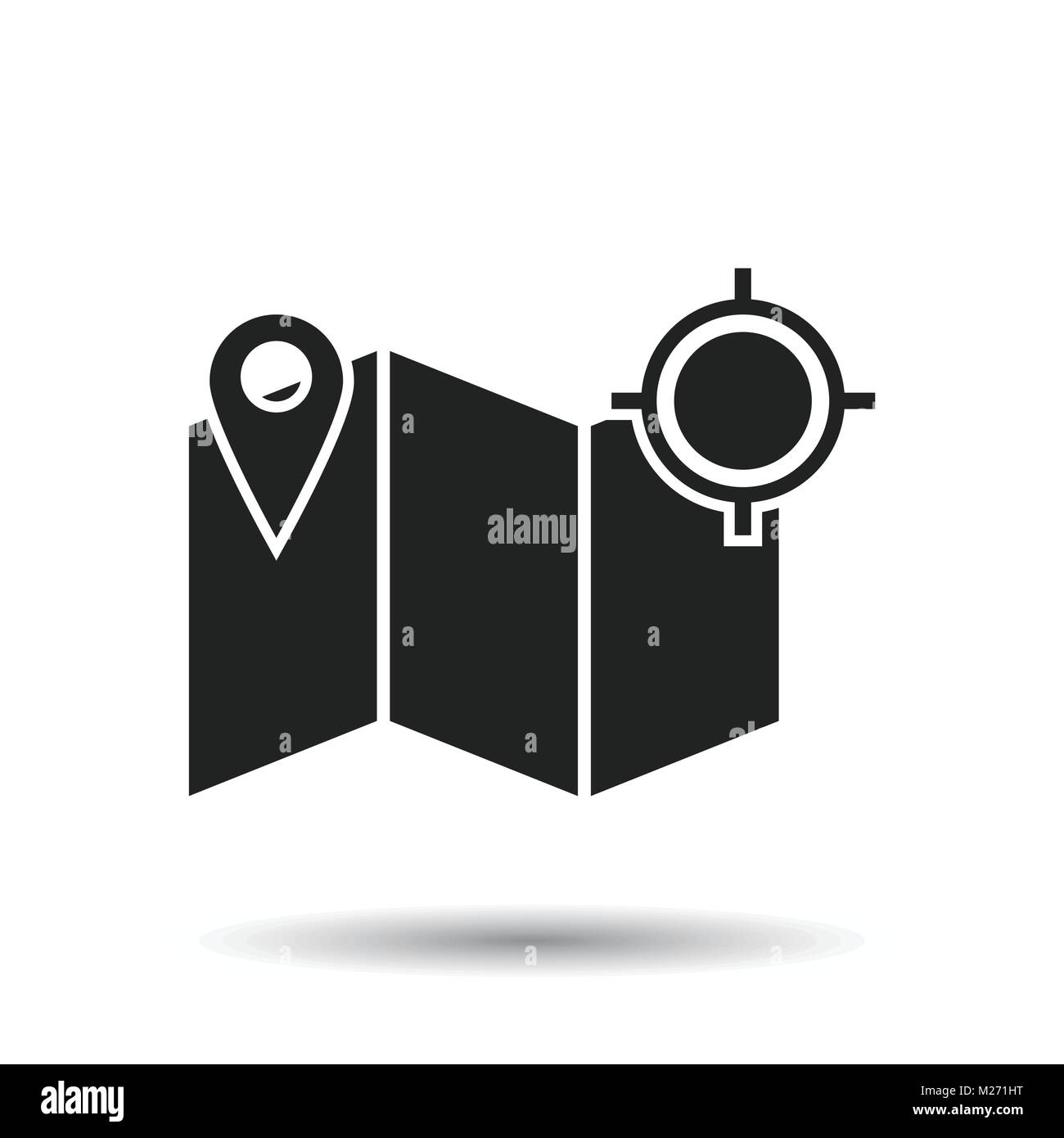 Location gps icon. Flat vector illustration. Location sign symbol with ...