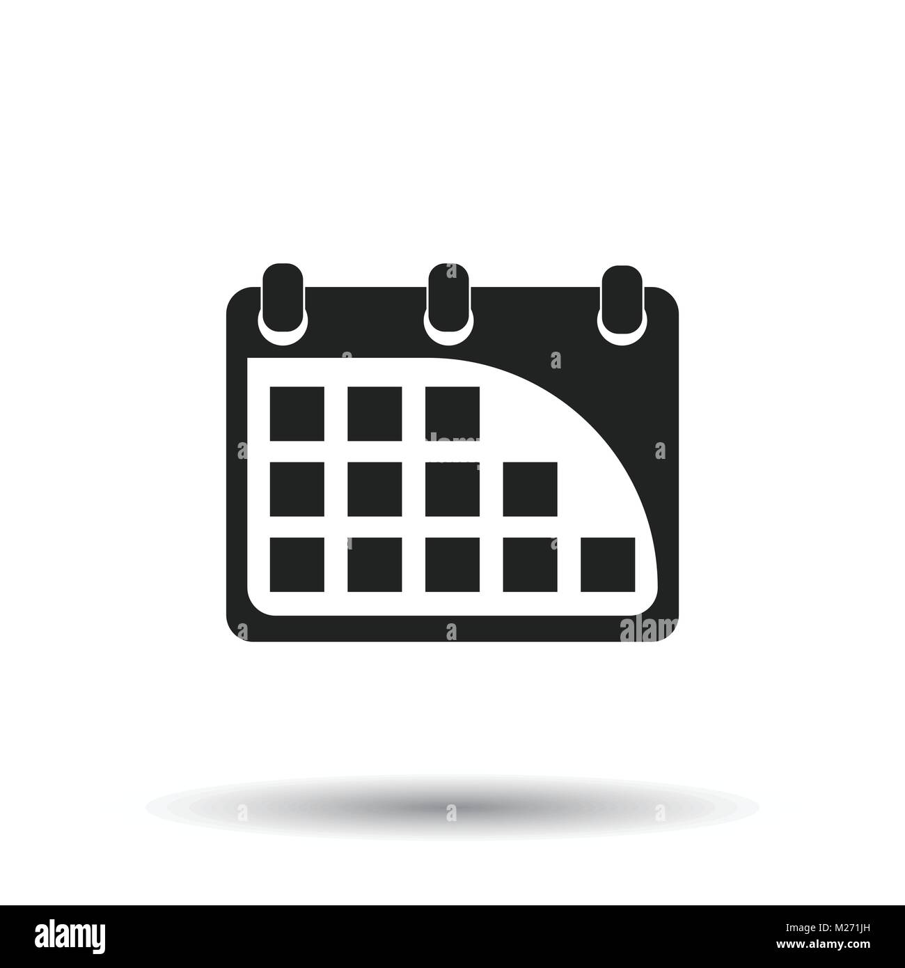 Calendar icon. Flat vector illustration. Calendar symbol with shadow on ...