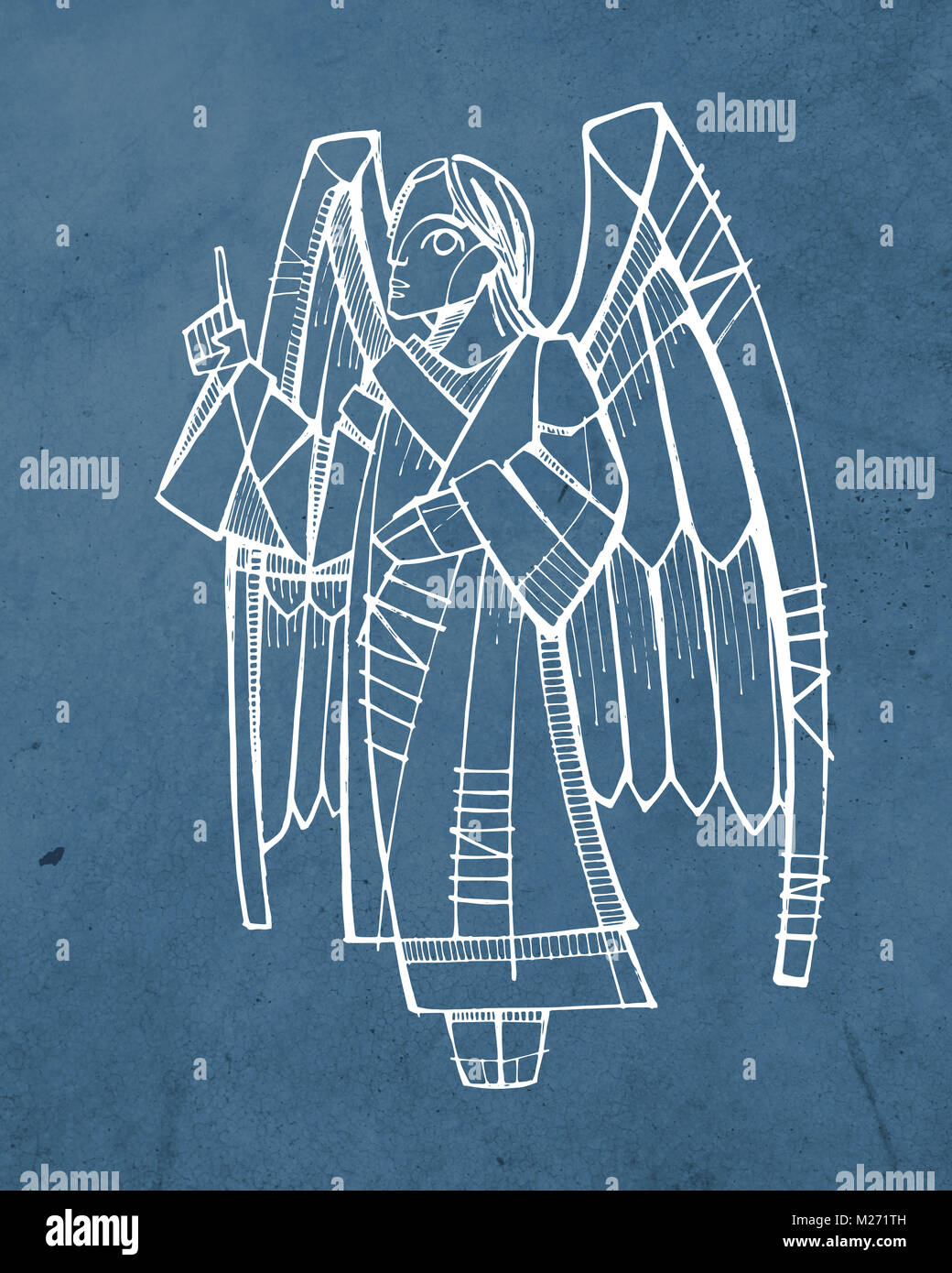 Hand drawn vector ink illustration or drawing of an angel Stock Photo ...