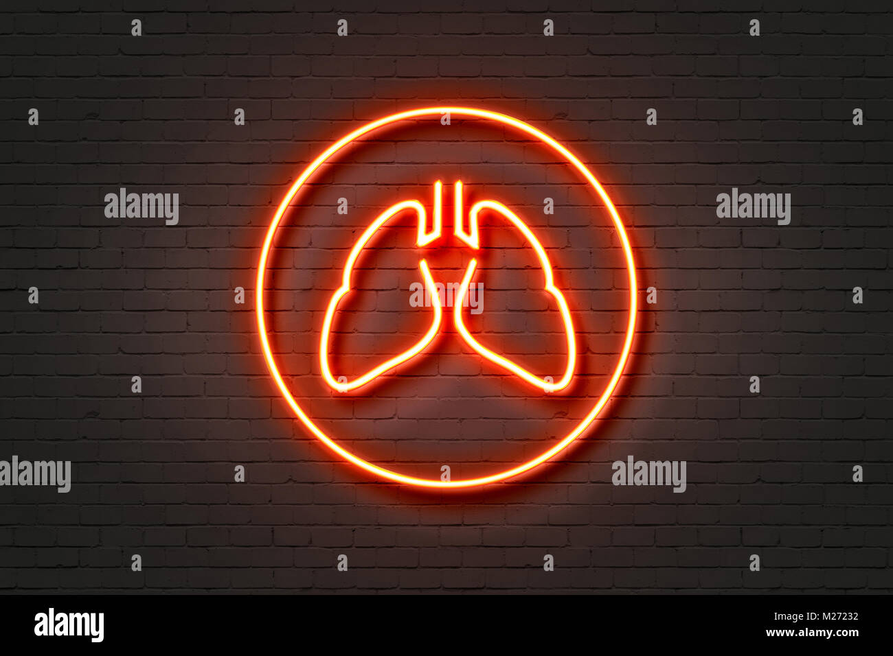 Neon Light Sign Lungs Icon Stock Photo - Alamy
