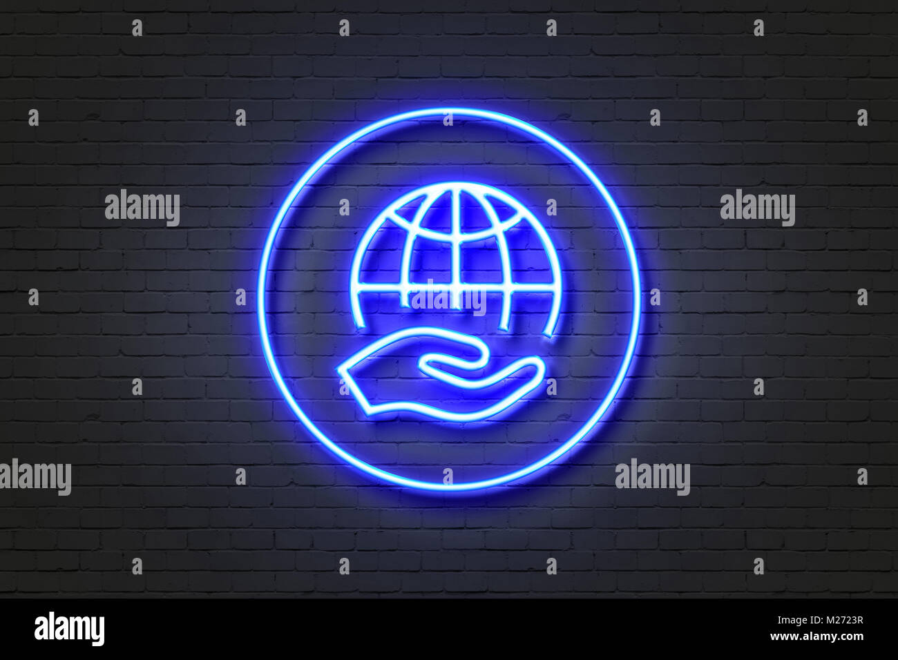 neon light icon handful world Stock Photo - Alamy