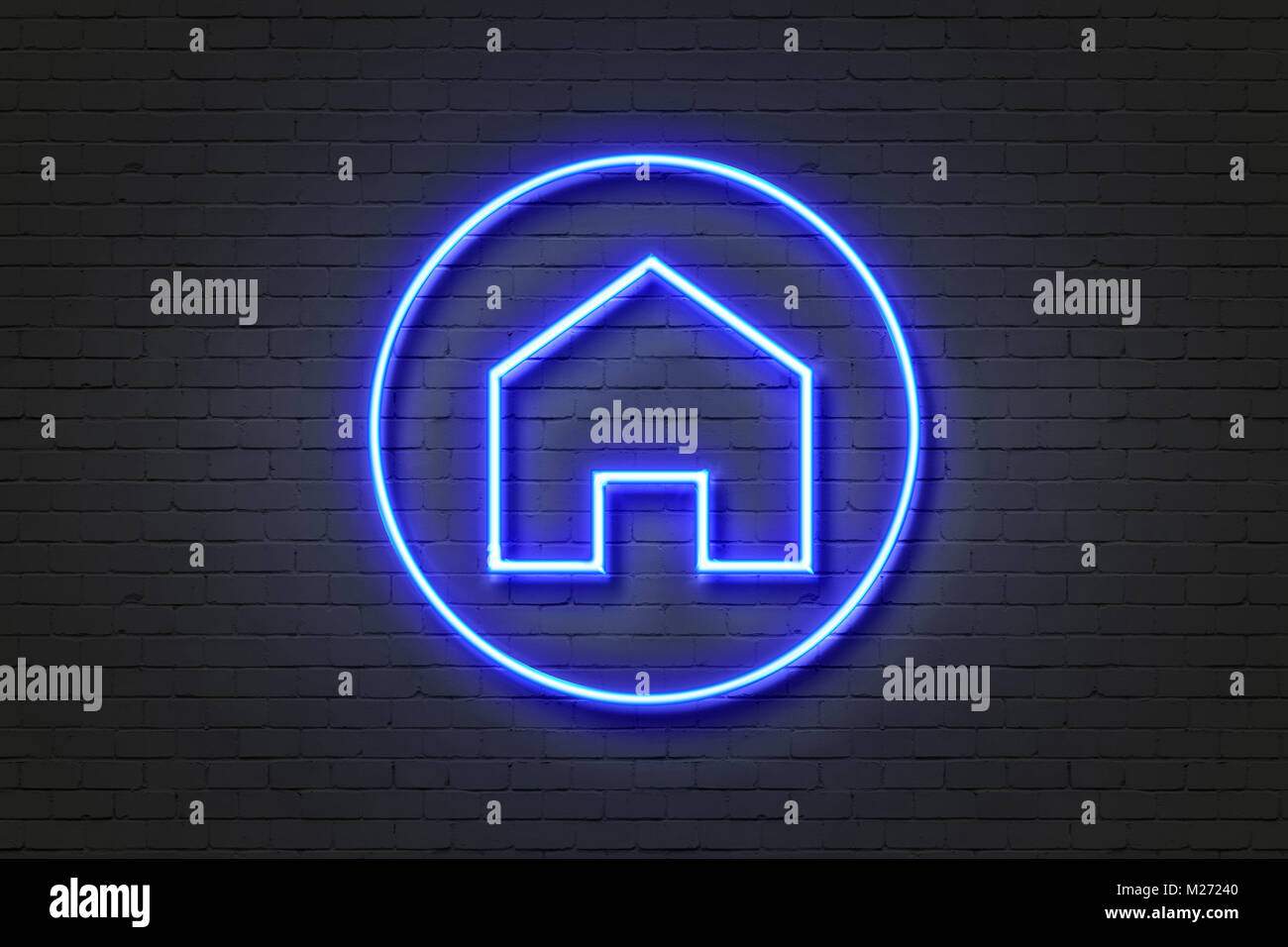 Neon light icon home Stock Photo - Alamy