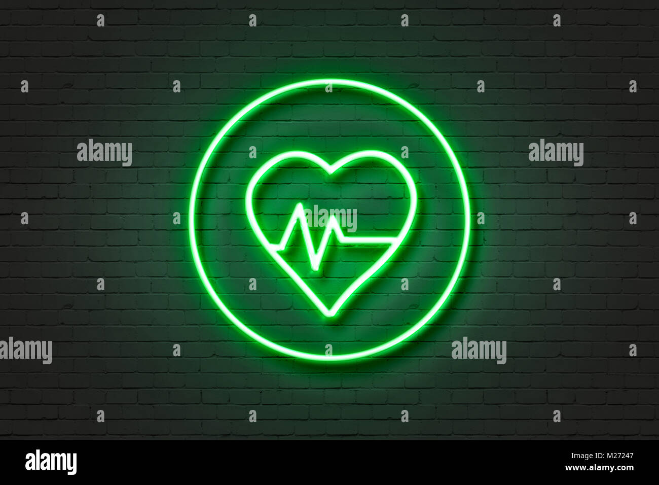 Neon light icon heart health Stock Photo - Alamy