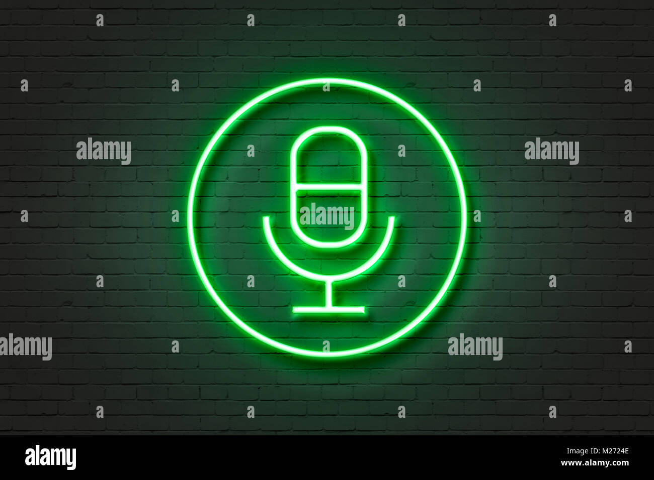 Neon light icon microphone Stock Photo - Alamy
