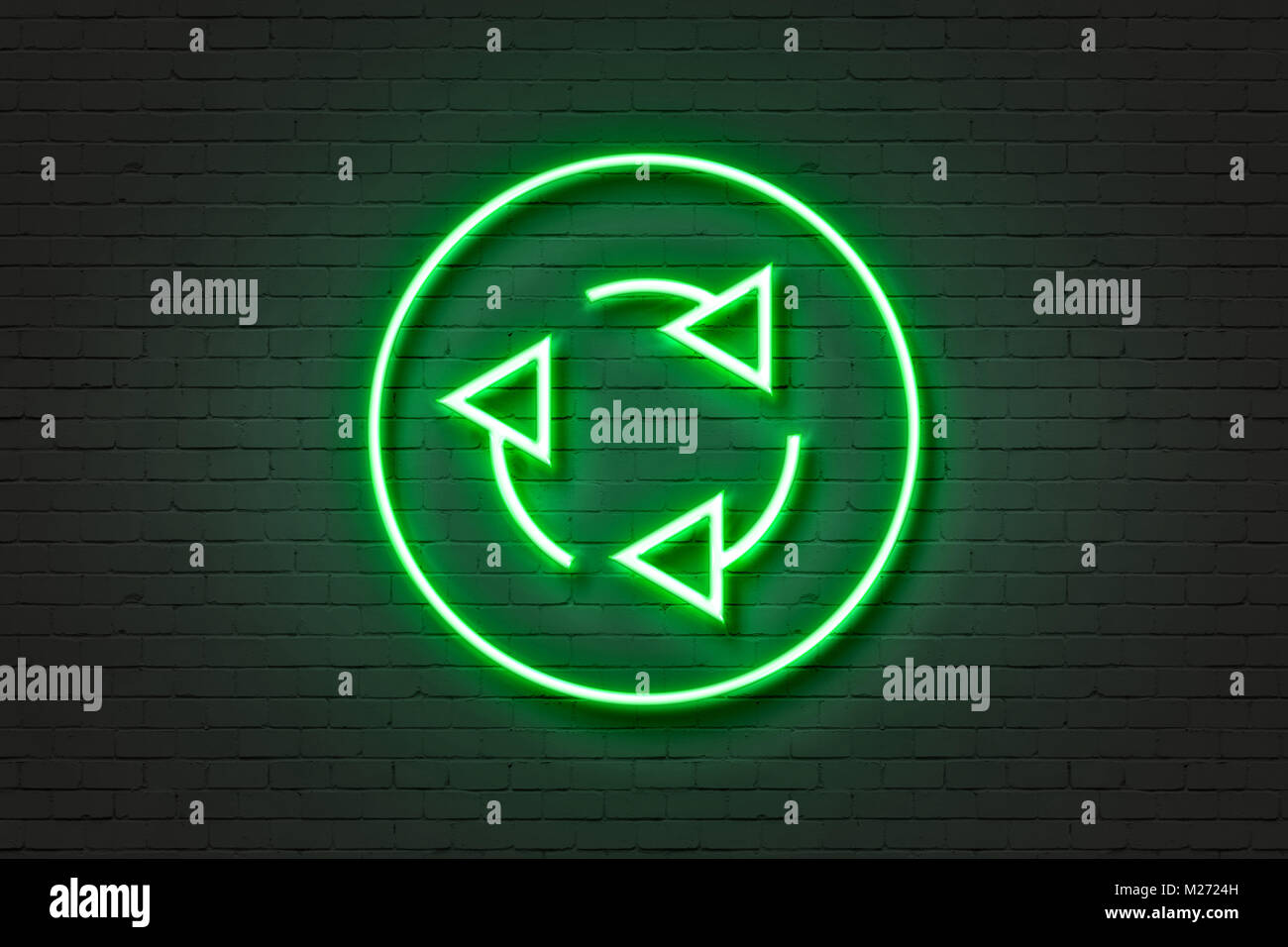 Neon light icon recycling Stock Photo - Alamy